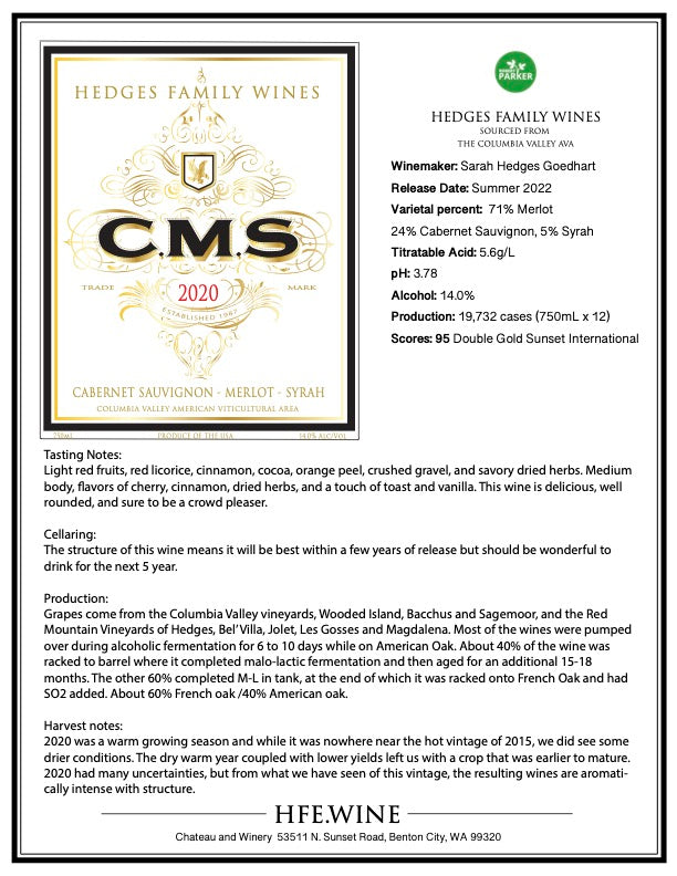 Hedges CMS Red Blend Columbia Valley Washington – Golden Rind Cheese & Wine