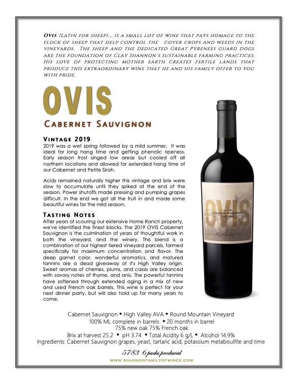 OVIS Cabernet Sauvignon North Coast California – Golden Rind Cheese & Wine
