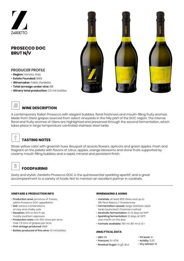Zardetto Prosecco Brut Italy – Golden Rind Cheese & Wine